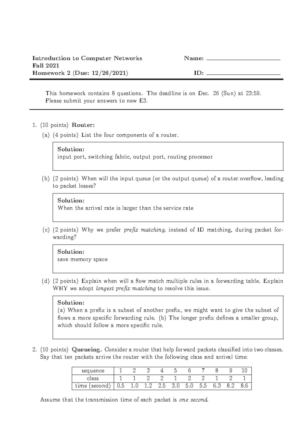 Hw2 ans - intro Computer network - Electrical and Computer Engineering - StuDocu