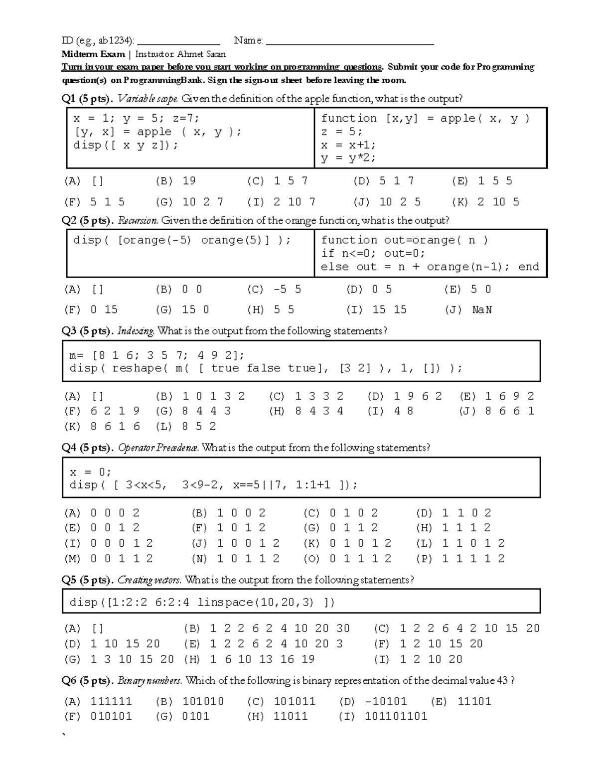 Midterm - ID (e., ab1234): _______________ Name ...