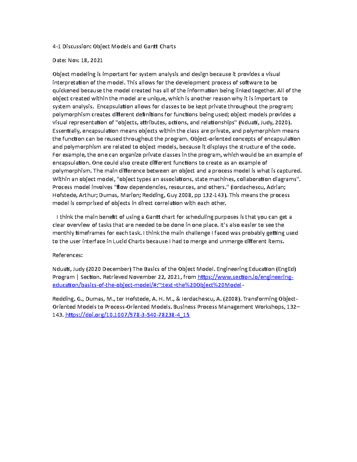 CS-255 4-1 Discussion Object Models and Gantt Charts - 4-1 Discussion ...