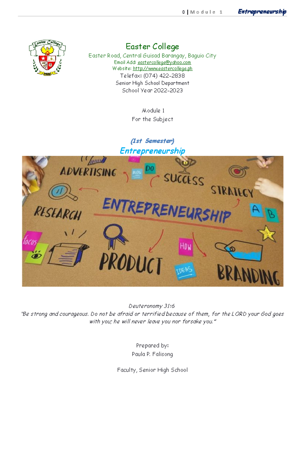 Module 1 entrep - good - Easter College Easter Road, Central Guisad ...