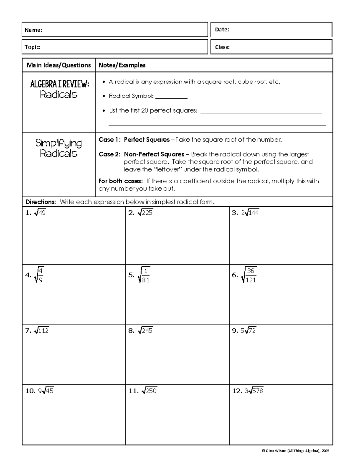 Solving+Quadratics+by+Square+roots - Main Ideas/Questions Notes ...
