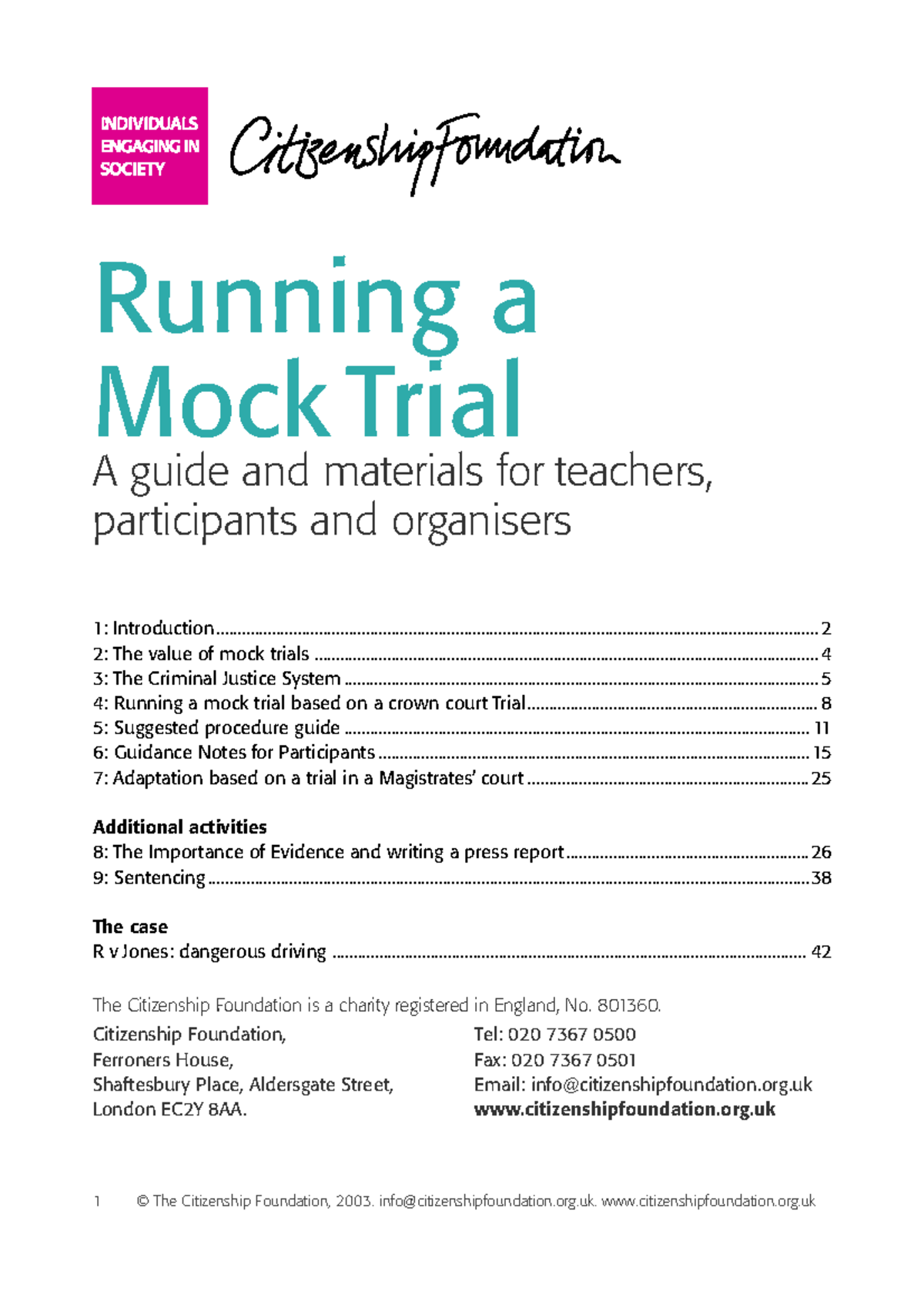 Running a Mock Trial - Citizenship Foundation, Ferroners House ...