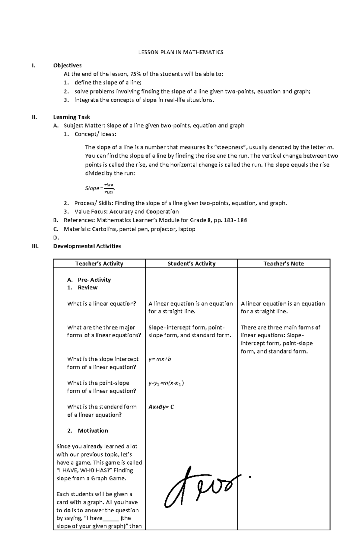Junior HS MATH Osorio Demie - LESSON PLAN IN MATHEMATICS I. Objectives ...