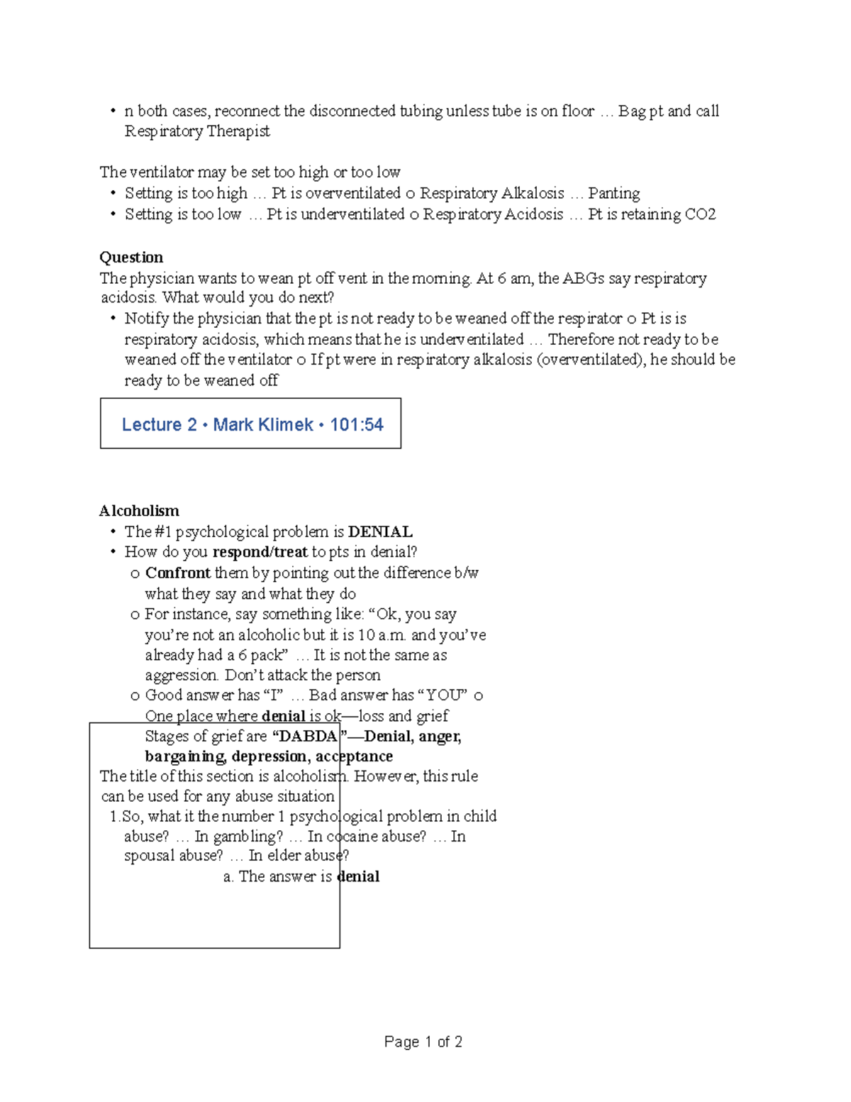 Mark K 5 - Mark K Lectures - NCLEX - • n both cases, reconnect the ...