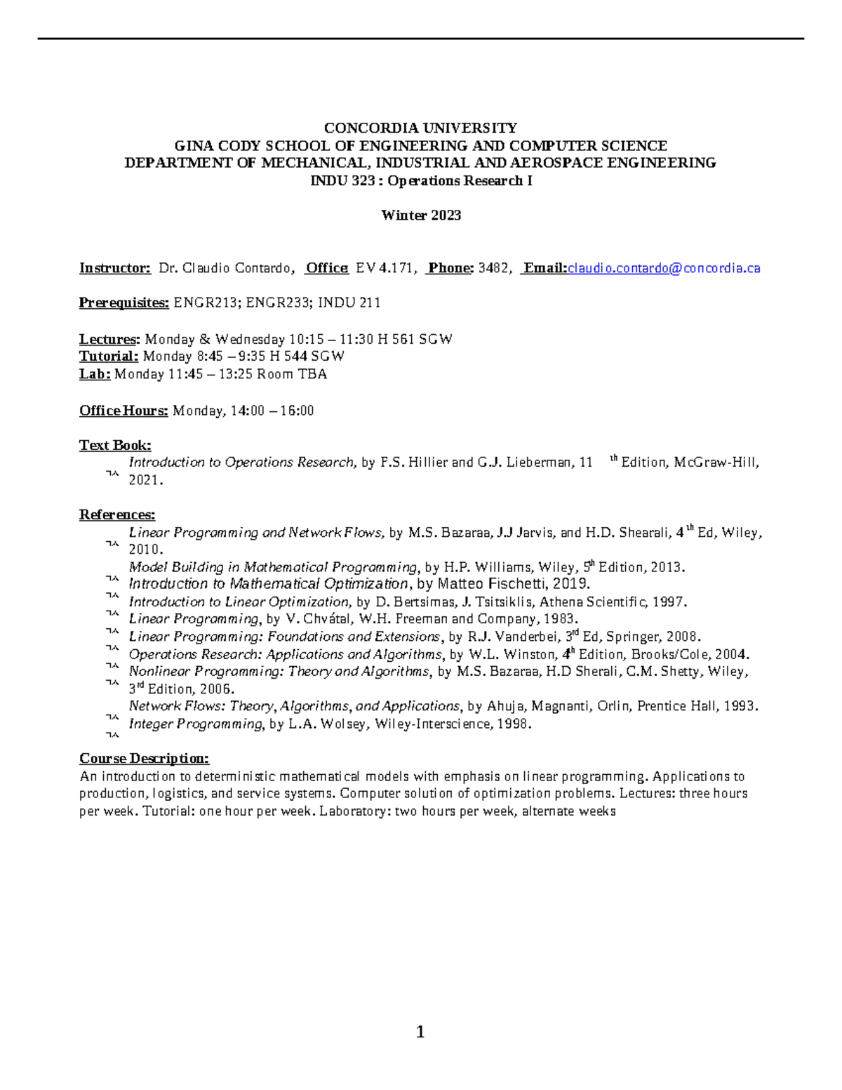 Syllabus - the outline - CONCORDIA UNIVERSITY GINA CODY SCHOOL OF ...