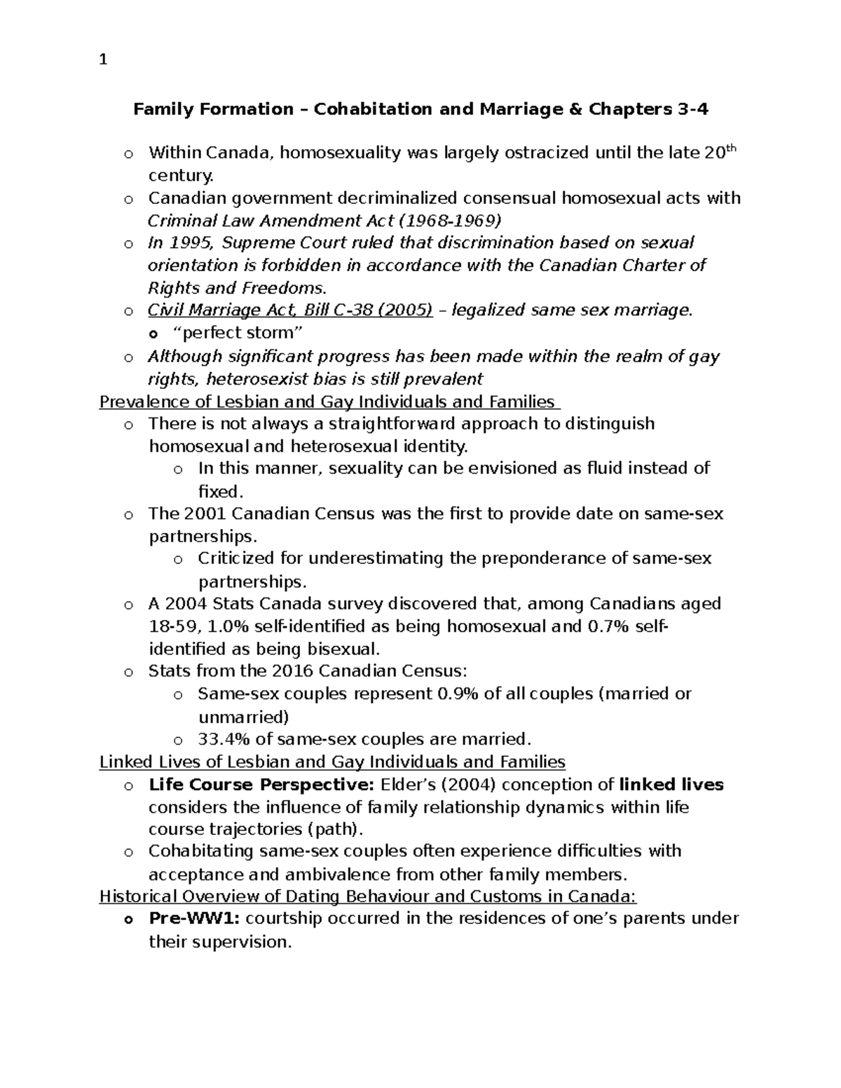 Sociology of Family - Final Study Guide - Family Formation ...