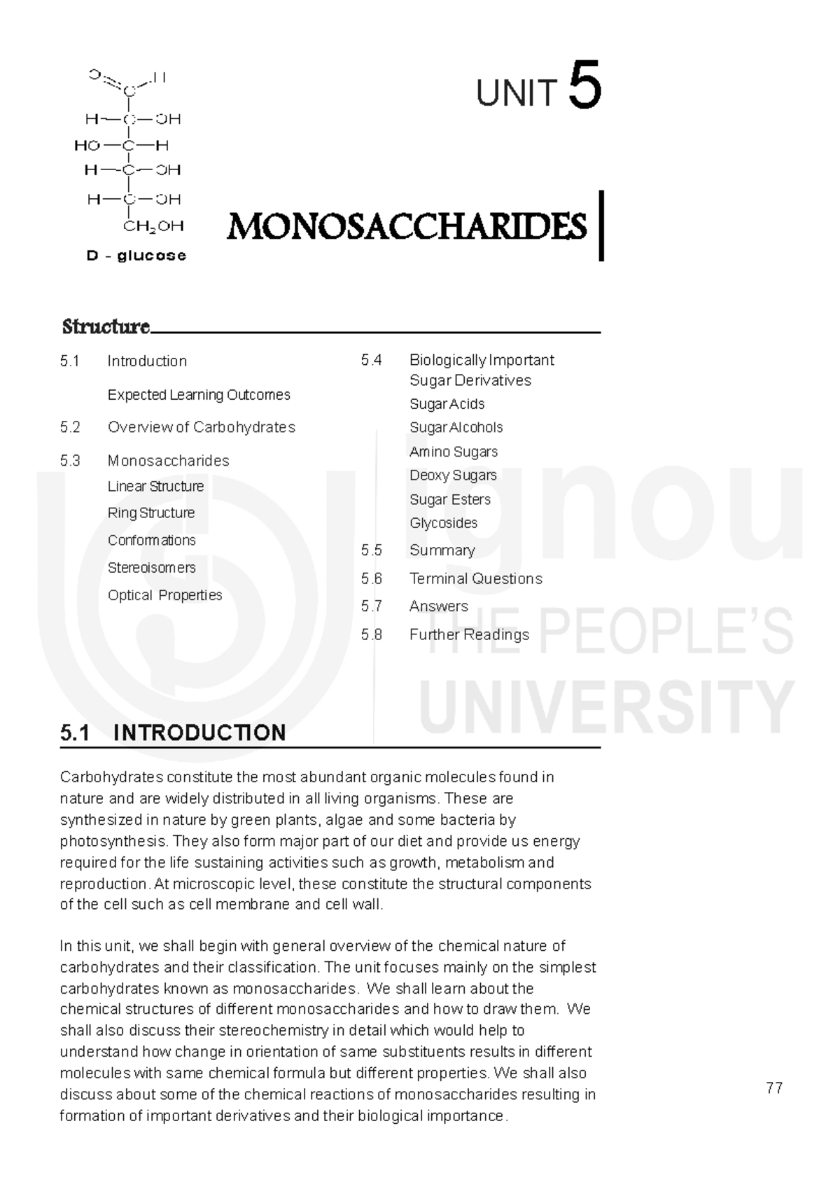 Monosaccharides - Lecture notes - ####### 77 5 INTRODUCTION ...