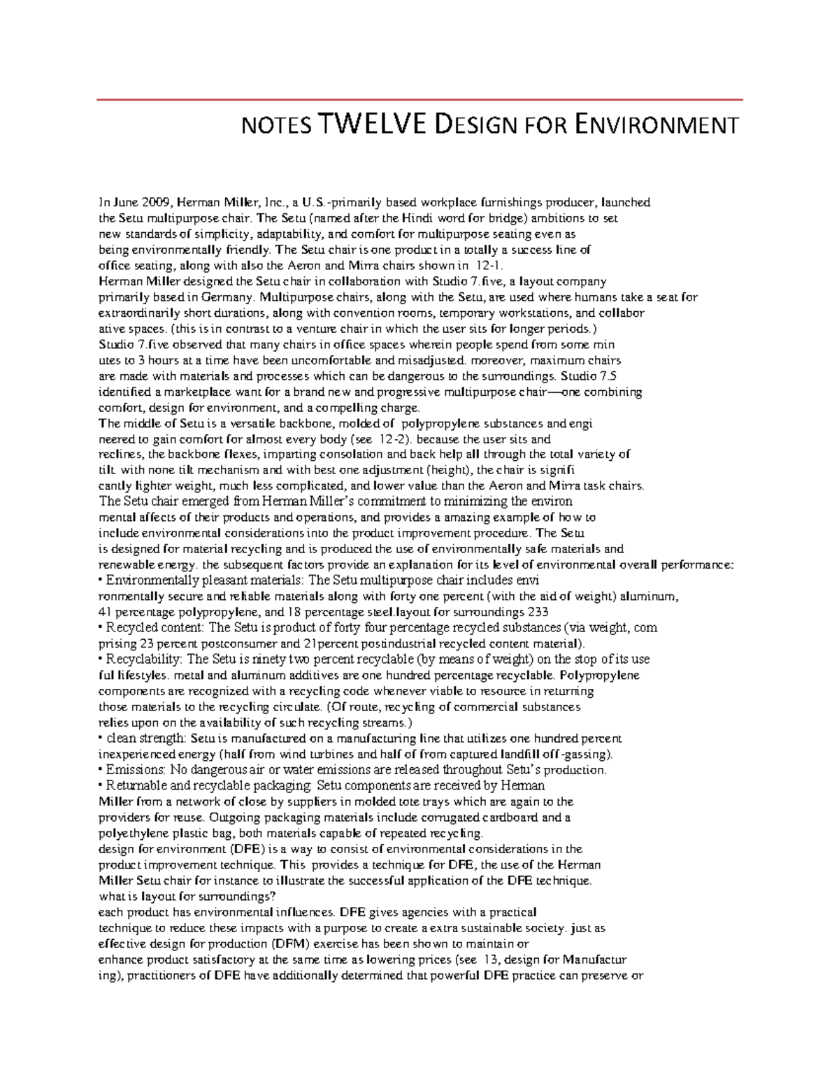 Notes Twelve Design for Environment - NOTES TWELVE DESIGN FOR ...