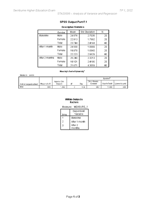 STA20006 Assignment 3 Part2 -1 - Bianca Adams 102312053 TASK A A study ...