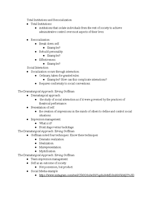 Chapter one - very detailed notes - Chapter one: thinking about social ...