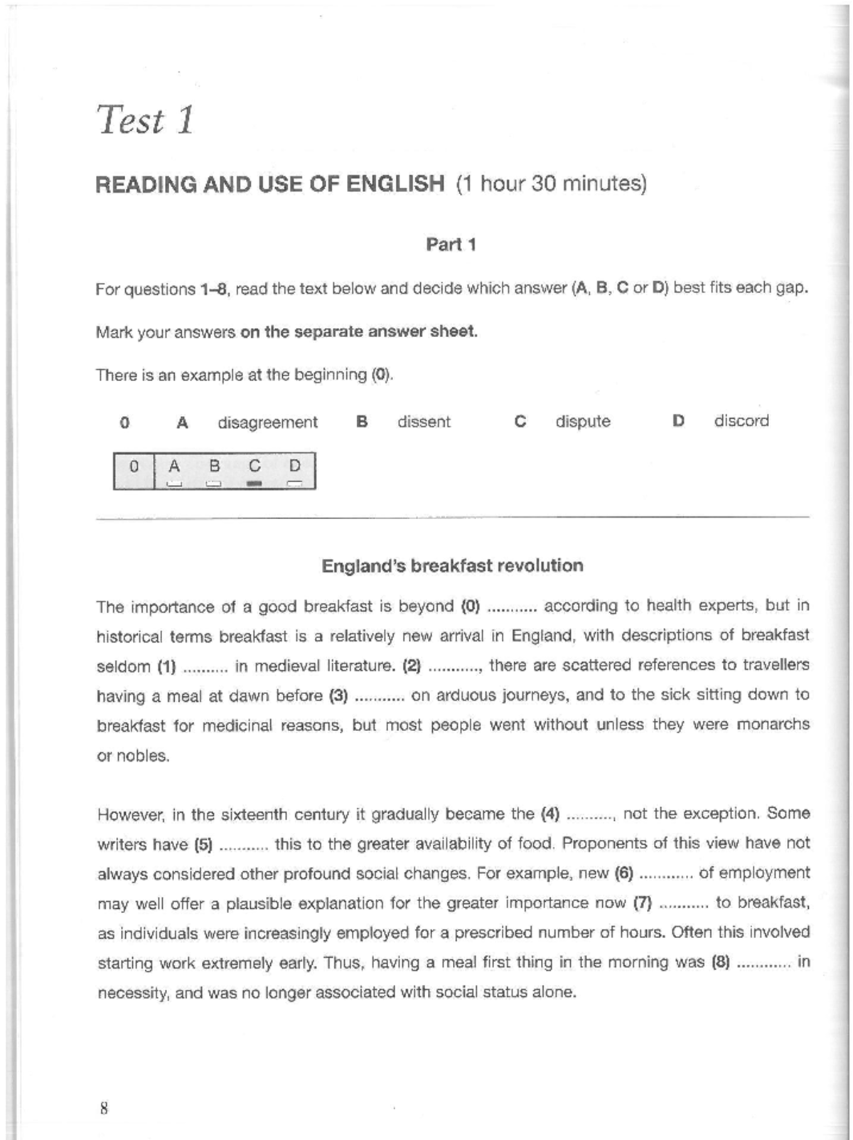 CPE Test 1 Reading Use of English - ingles - Studocu