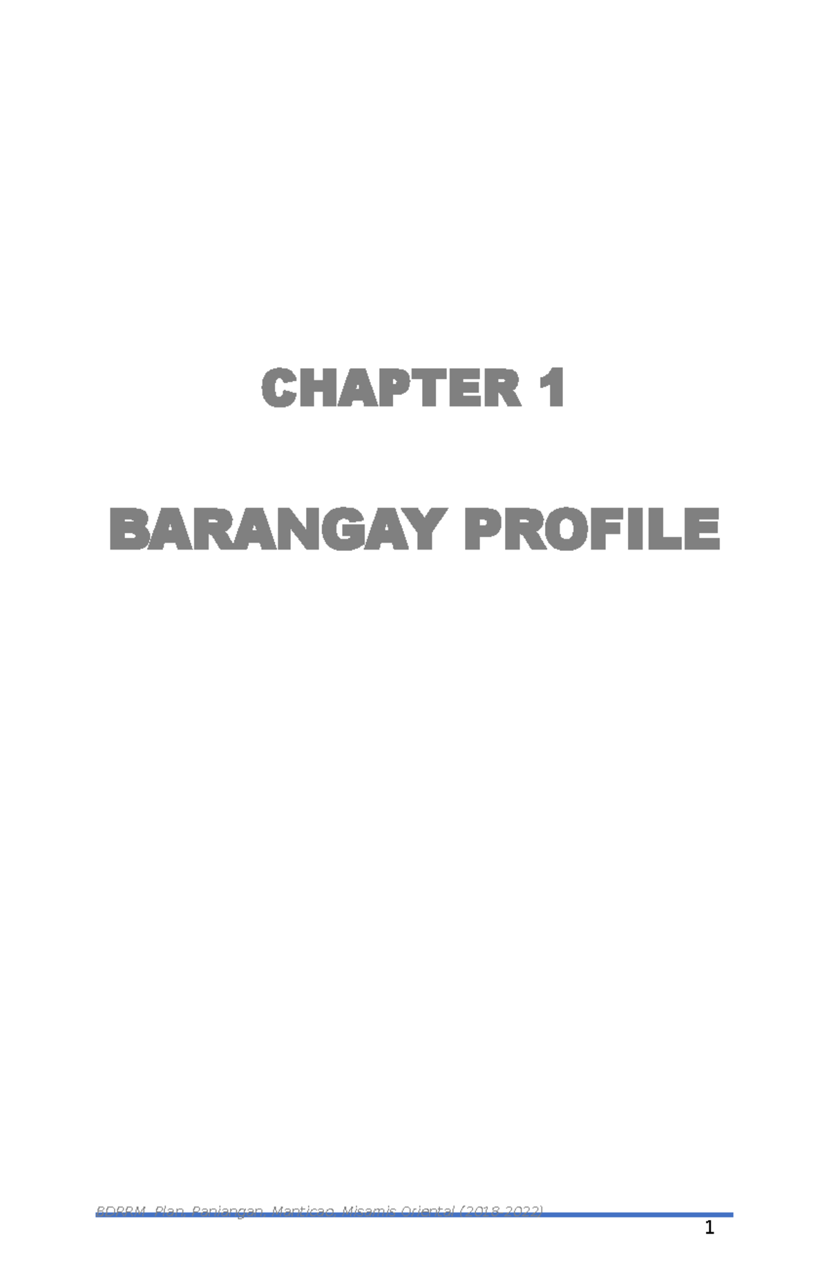 Bdrrmc Plan (body)2018-2022 - CHAPTER 1 BARANGAY PROFILE BDRRM Plan ...