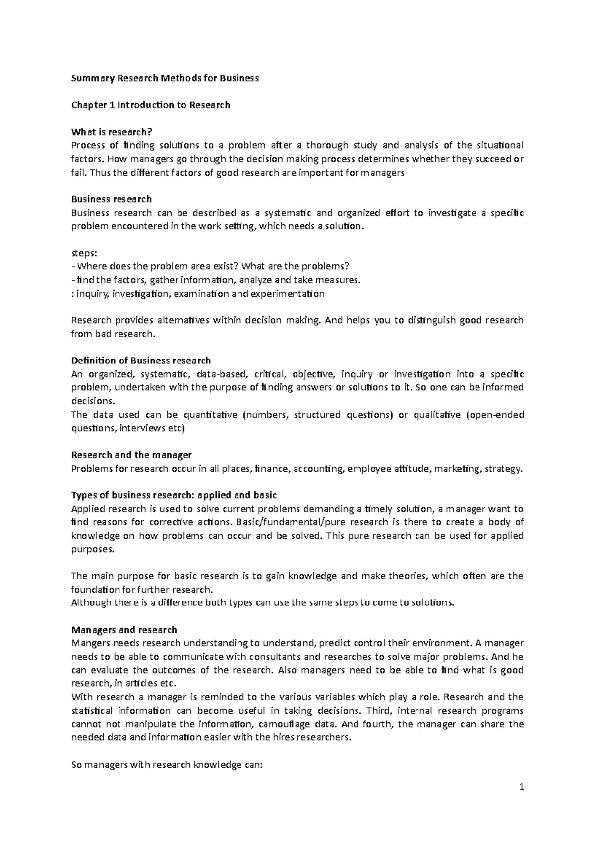 Summary-Research-Methods - Summary Research Methods for Business ...