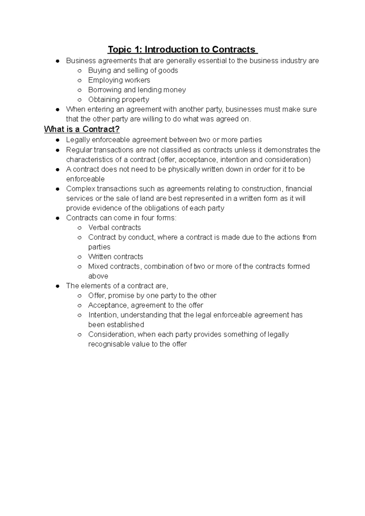Topic 1 Introduction to Contracts - Topic 1: Introduction to Contracts ...