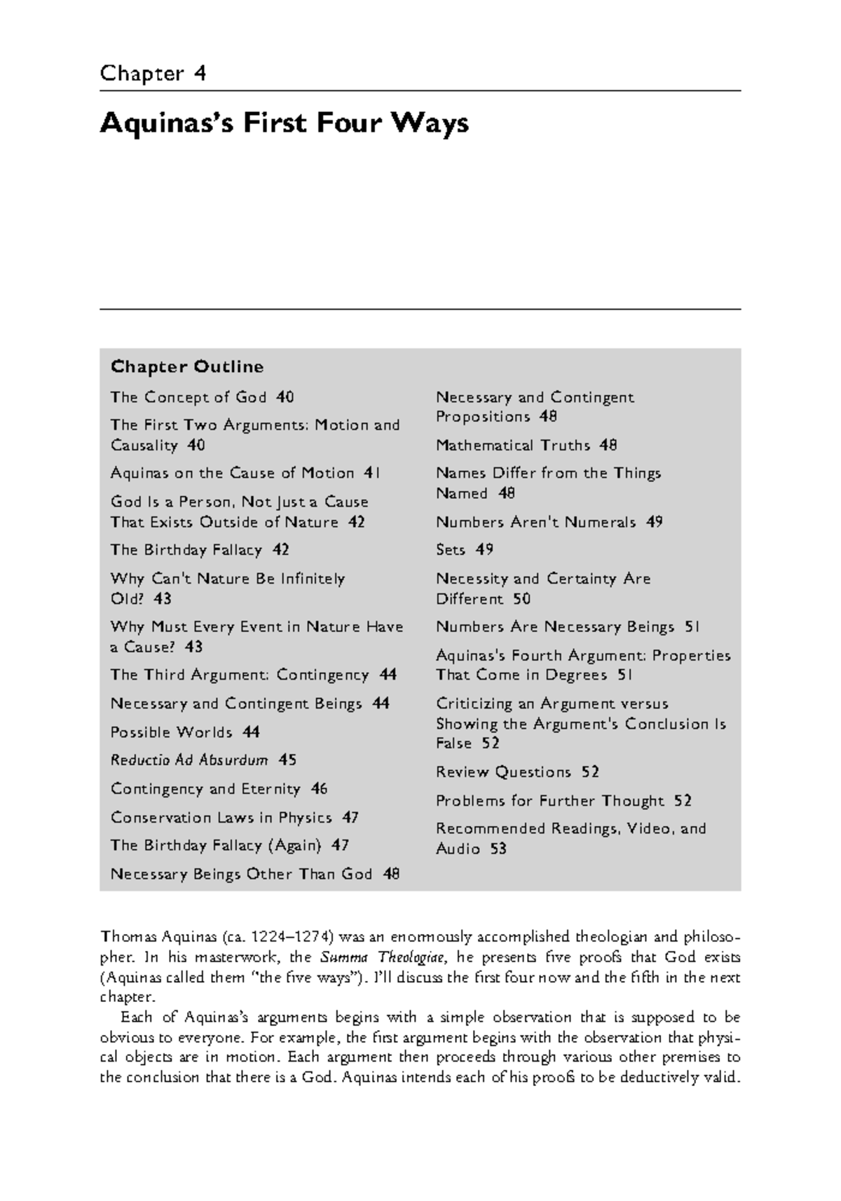 Aquinas' First Four Ways - Chapter 4 Chapter Outline The Concept of God ...