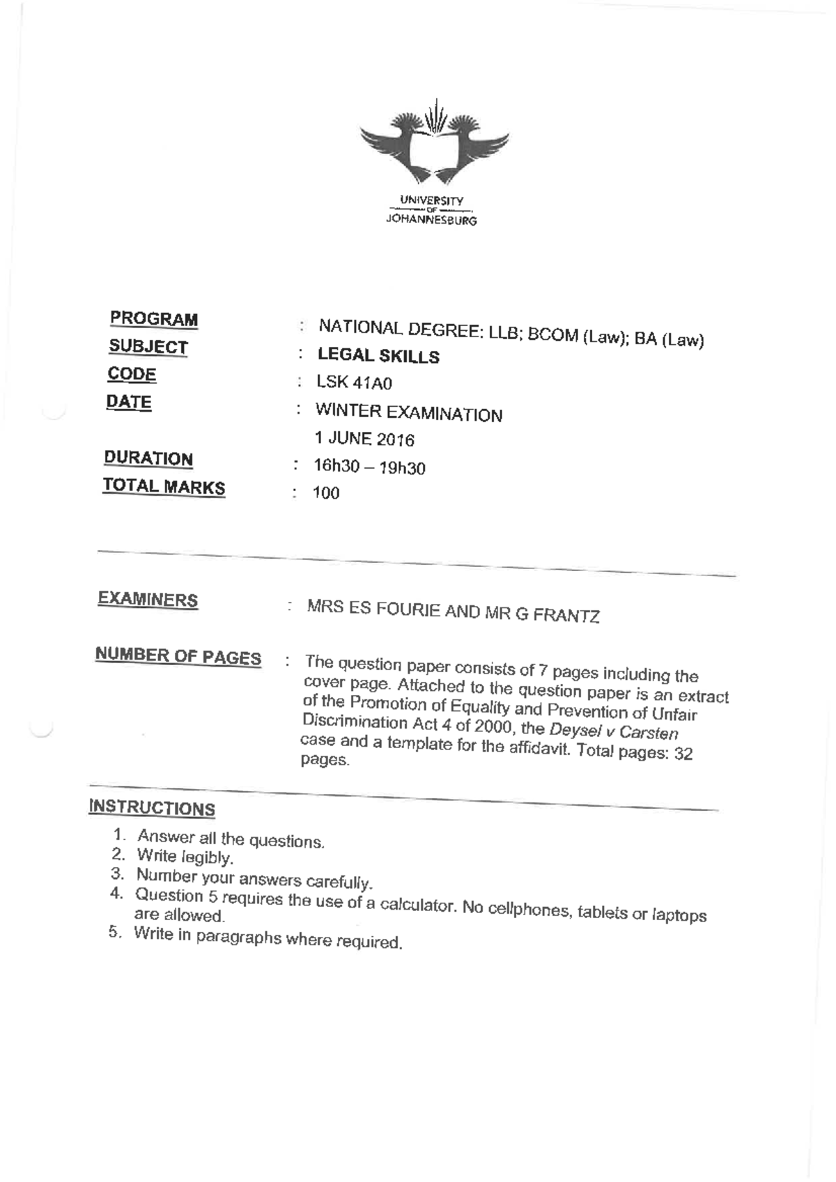 Legal%20 Skills%20LSK41A0%202016 - 98751 - Studocu