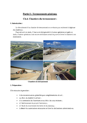 Ch1 - Partie I : Terrassements généraux Ch1. Notions générales sur les ...