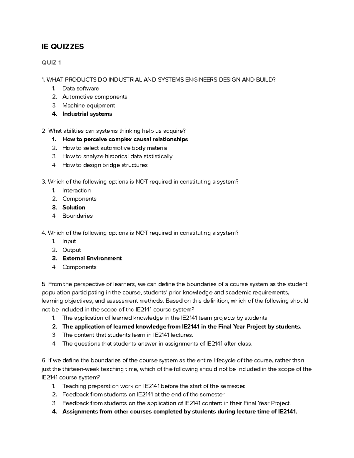 IE Quizzes - IE QUIZZES QUIZ 1 1. WHAT PRODUCTS DO INDUSTRIAL AND ...