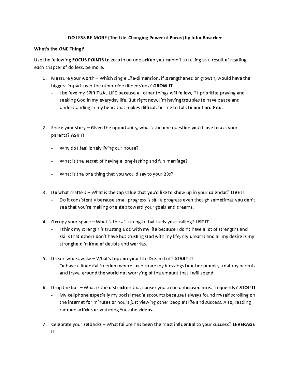 One Thing - Do Less, Be More - DO LESS BE MORE (The Life-Changing Power ...