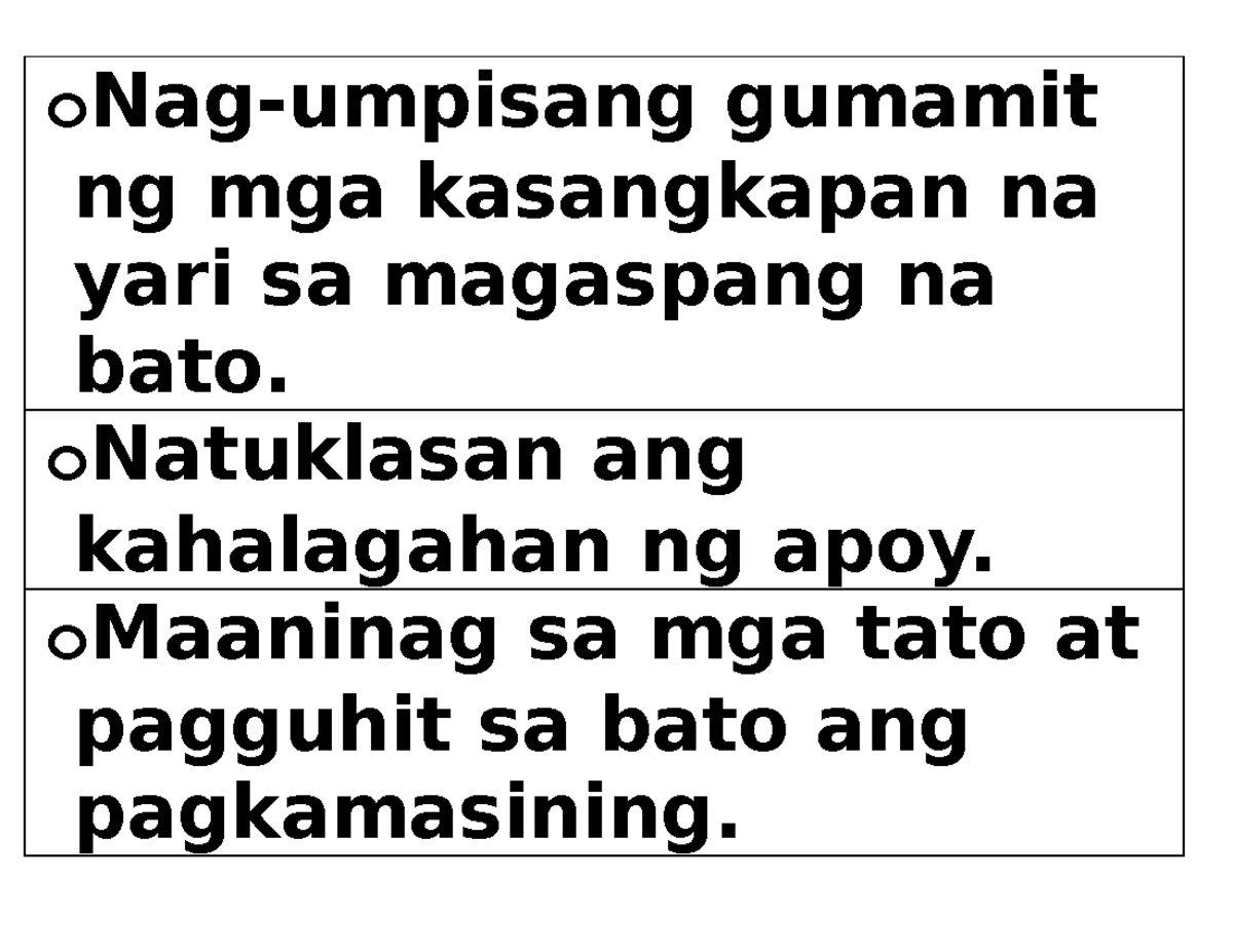 1ST DEMO GA - none - oNag-umpisang gumamit ng mga kasangkapan na yari ...