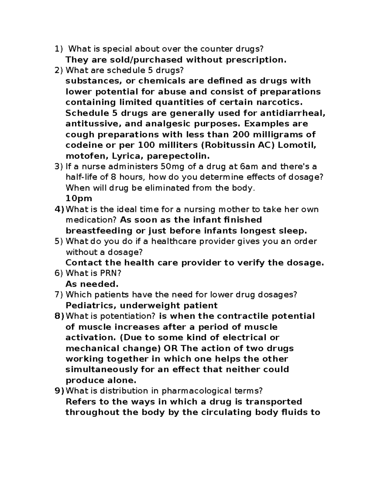 Pharmacology quiz 1 second term - What is special about over the ...