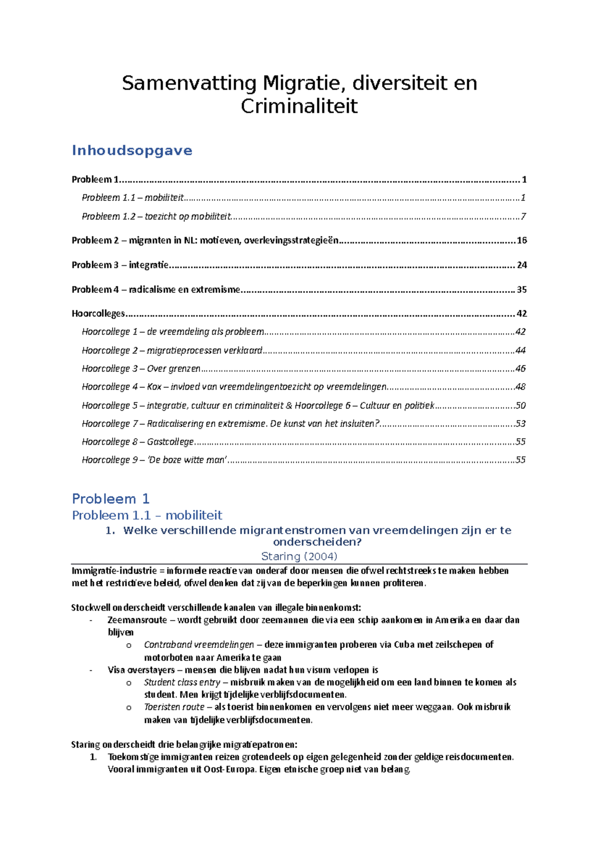 Samenvatting Migratie, diversiteit, criminaliteit - Samenvatting Migratie, diversiteit en ...