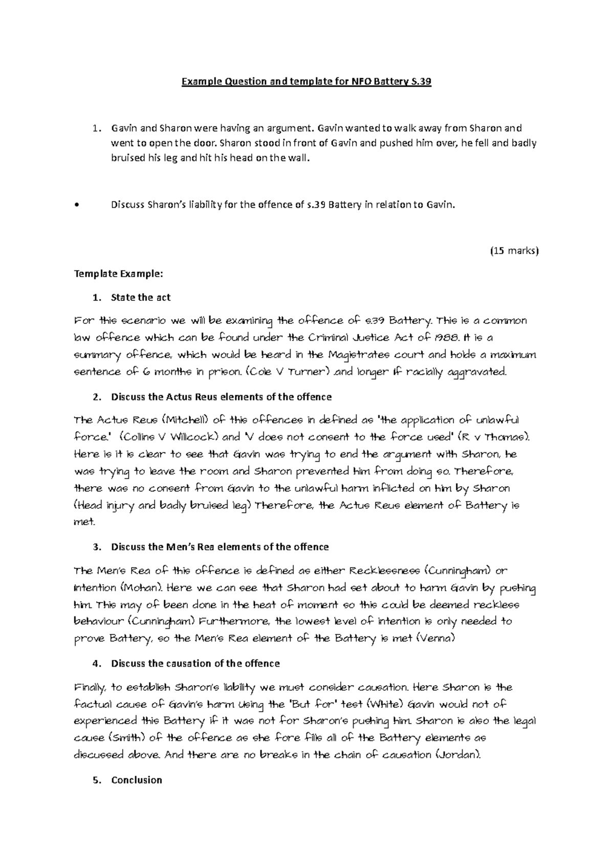 Battery Template - Example Question and template for NFO Battery S ...