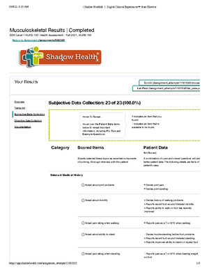 Objective data - Shadow Health® │ Digital Clinical Experiences™ from ...