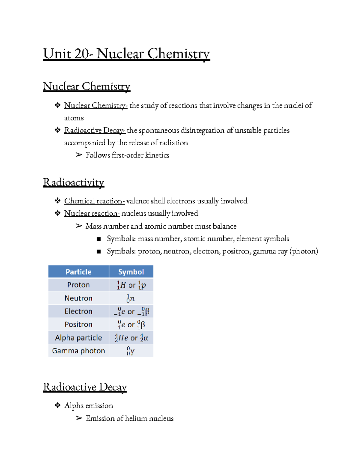 Unit 20- Notes - Unit 20- Nuclear Chemistry Nuclear Chemistry Nuclear ...
