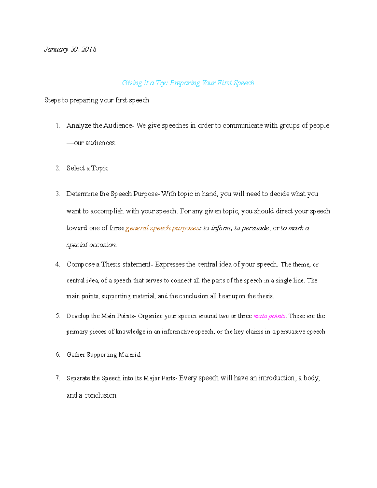 Chapter 2 - Lecture notes - January 30, 2018 Giving It a Try: Preparing ...