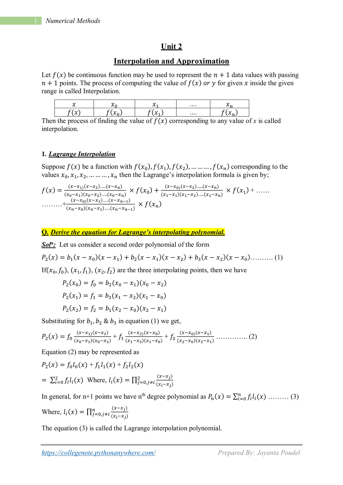 Nm-up-2 - Numerical Method - PoU - Studocu