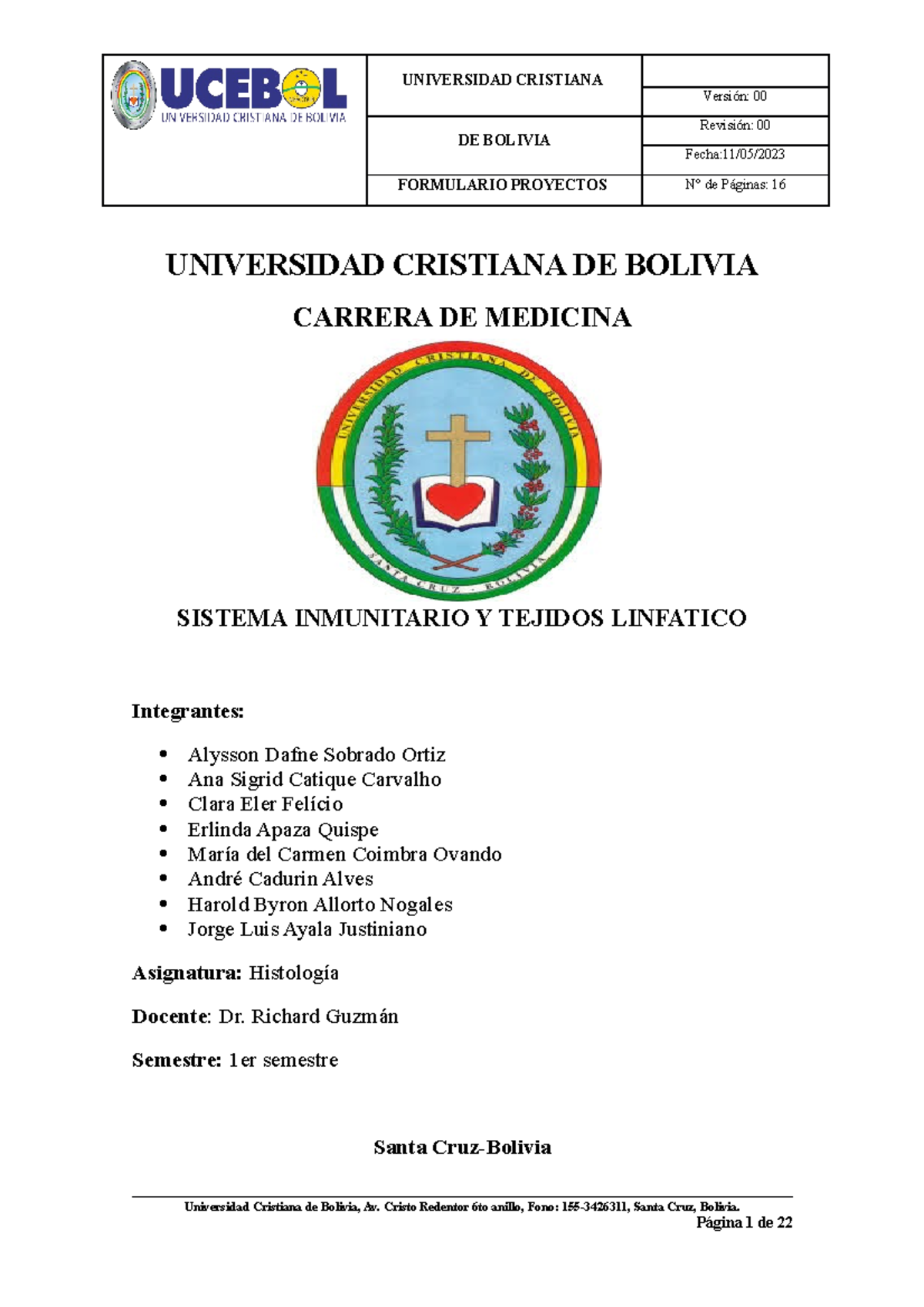 Informe de Histologia de sistema linfatio (final) - Versión: 00 DE ...