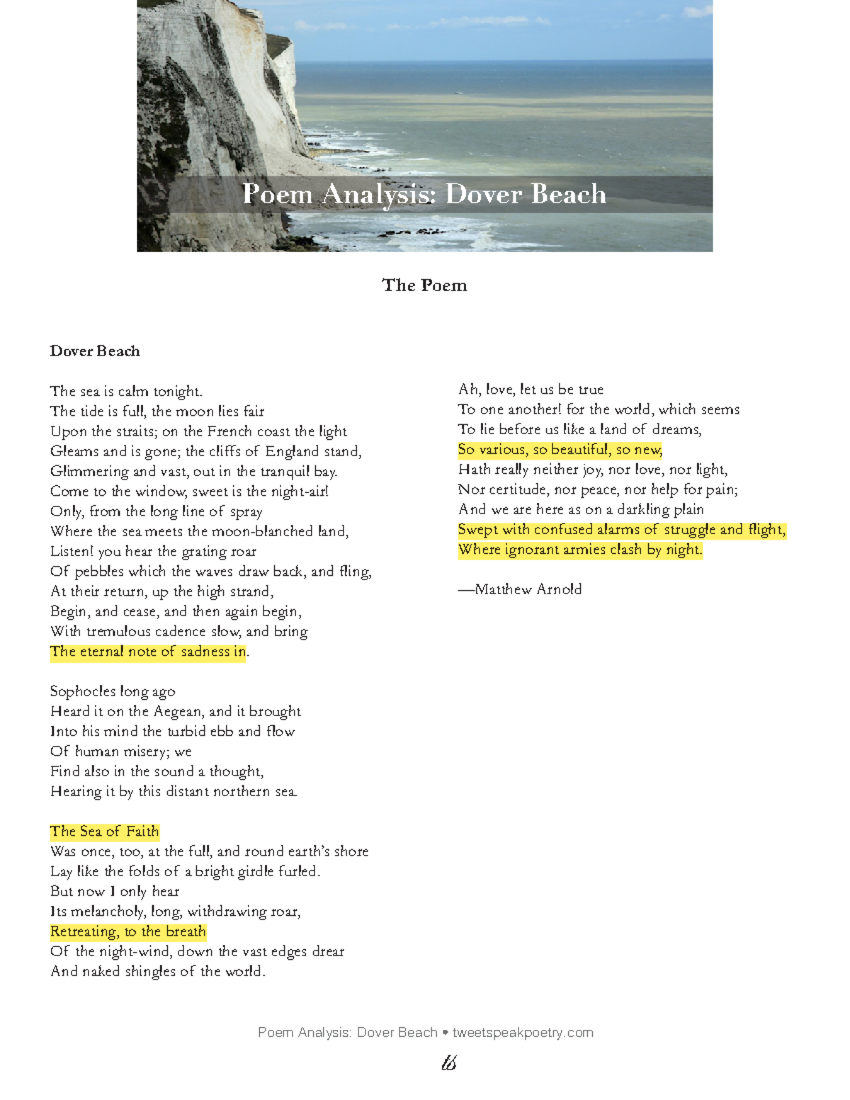 Poem & Analysis-Dover-Beach - Poem Analysis: Dover Beach ...