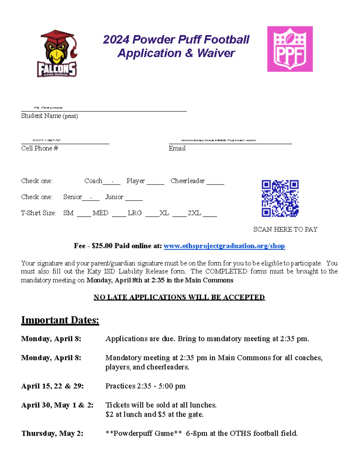 2024PPApplication&Waiver - 2024 Powder Puff Football Application ...