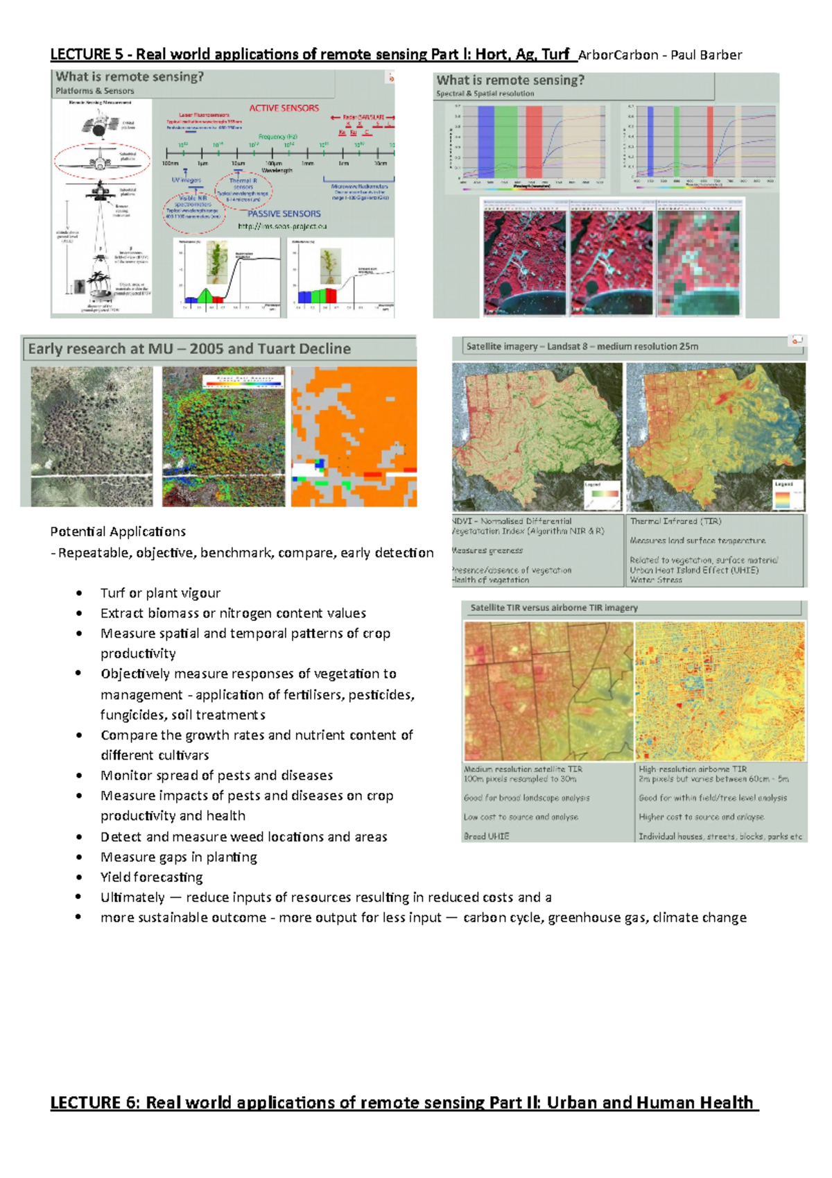 Lecture 5 and 6 - Remote Sensing - LECTURE 5 - Real world applications ...