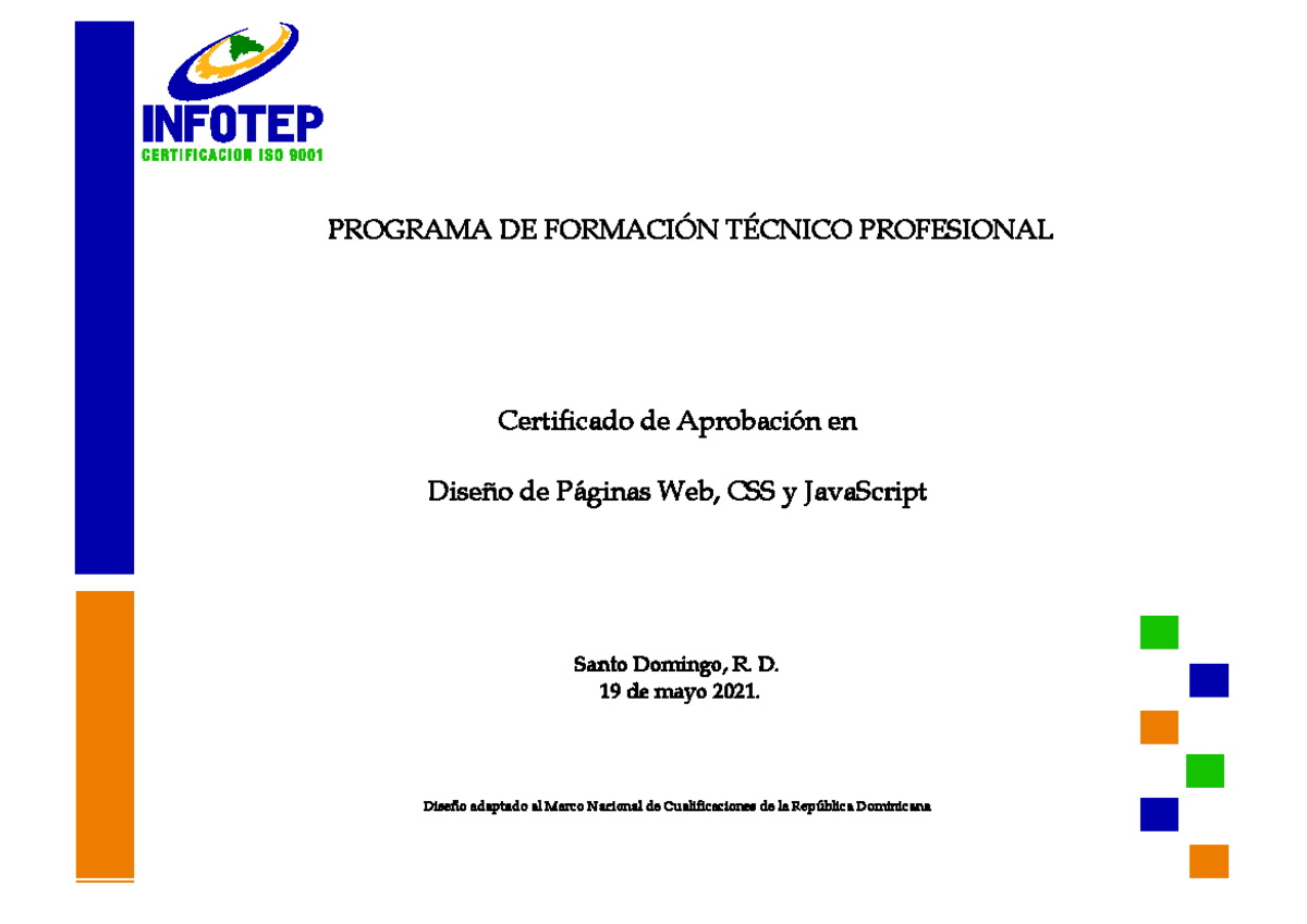 Diseño de pag Web CSS Java - Certificado de Aprobación en Diseño de Páginas Web, CSS y ...