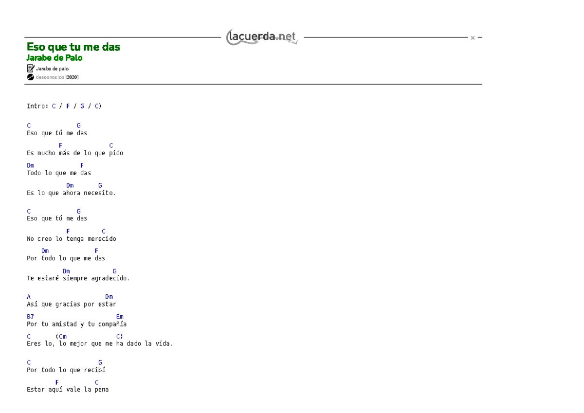 ESO QUE TU ME DAS, Jarabe de Palo Acordes - Eso que tu me das Jarabe de ...