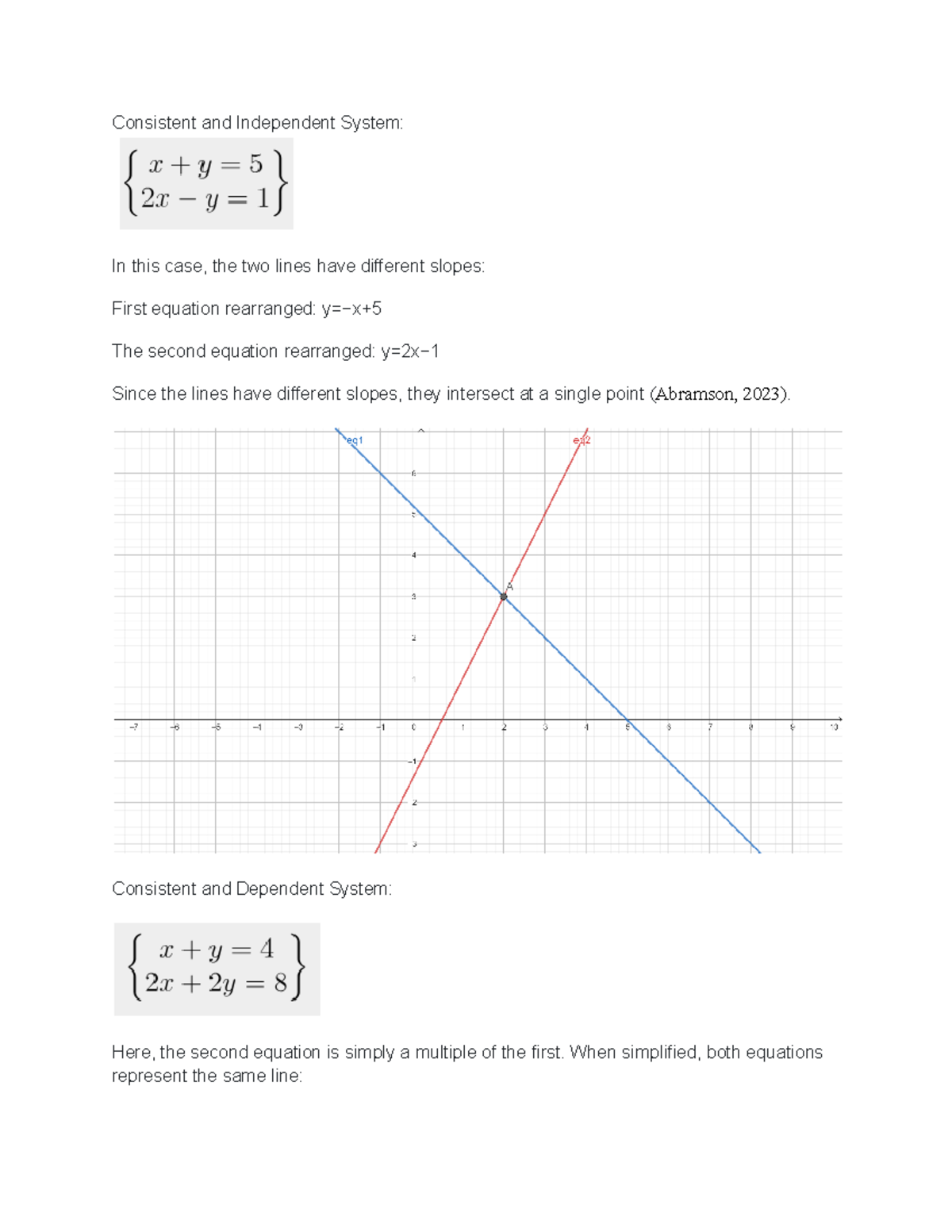 Systems of Linear Equations - Consistent and Independent System: In ...