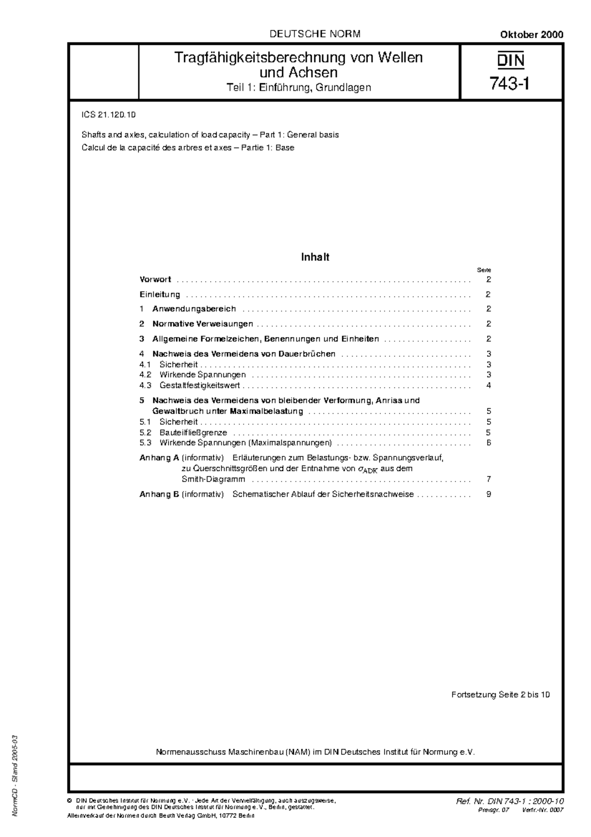 Din-743-1 compress - Norm 743 - DEUTSCHE NORM Entwurf Oktober 2000 © DIN Deutsches Institut für ...