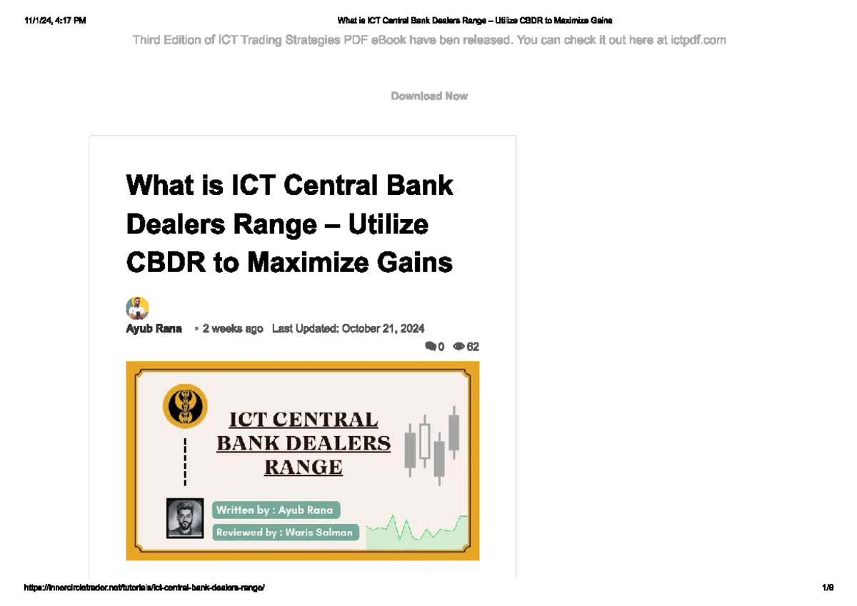 CBDR - Central bank dealers range - 4:17 PM What is ICT Central Bank ...