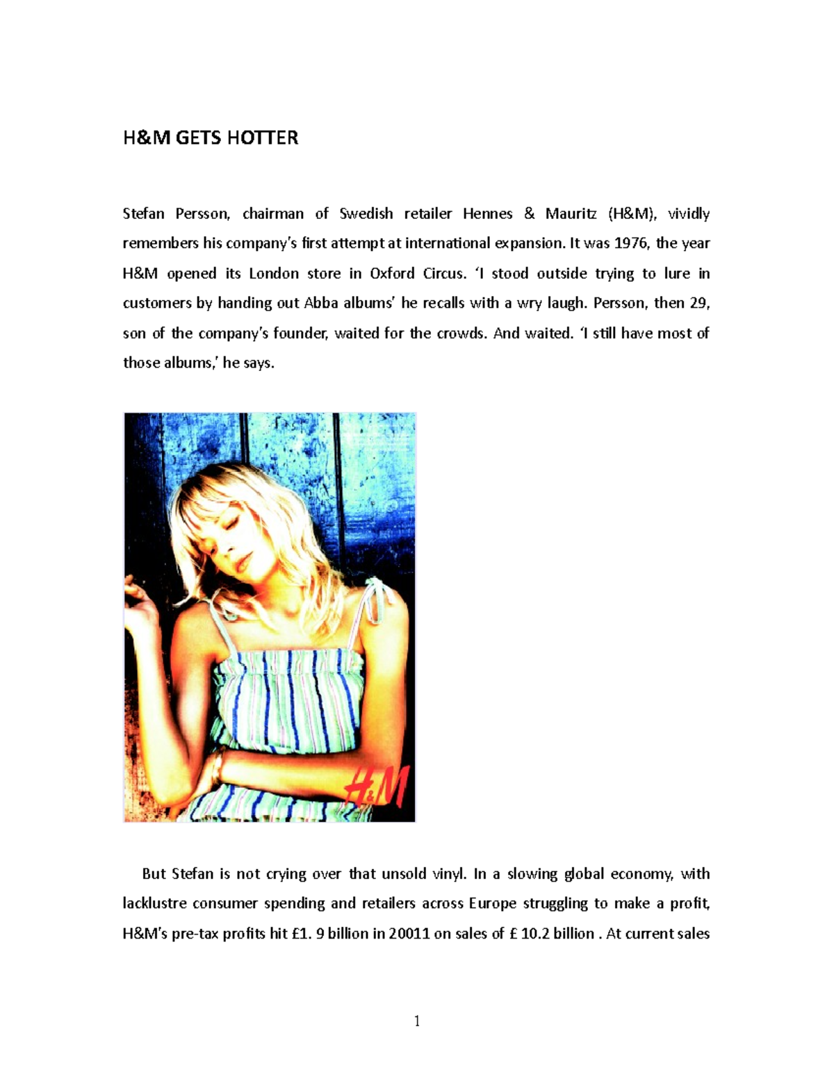 H&M: From Humble Beginnings to Global Success - Studocu