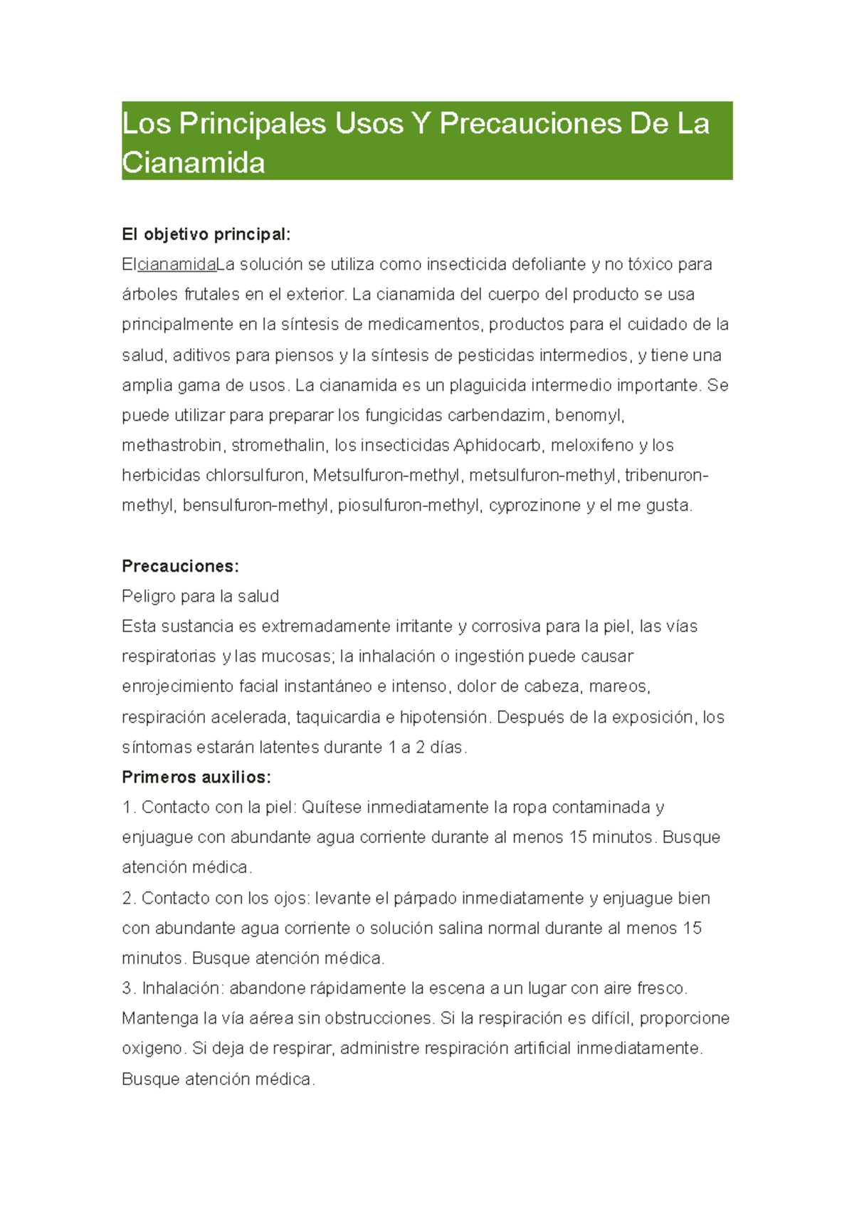 Uso cianamida - Egresada de la universidad - Los Principales Usos Y ...