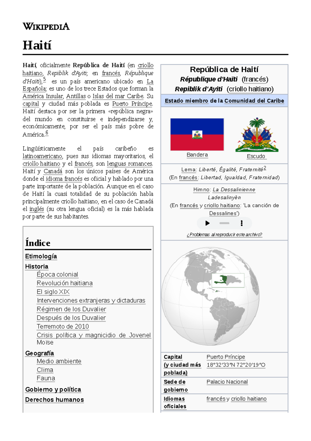 Haití - area - República de Haití République d'Haïti (francés) Repiblik ...
