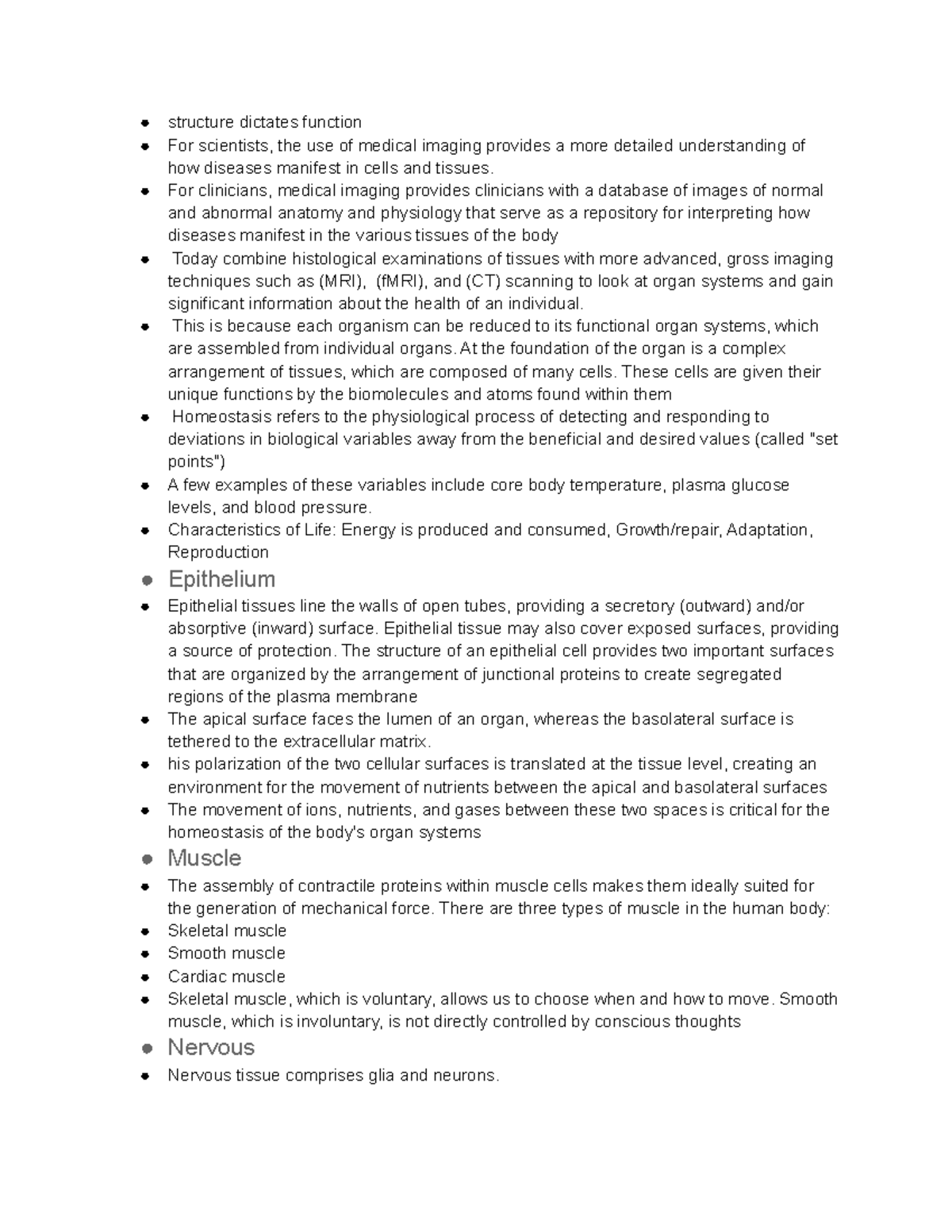 Pnb 2264 Ch 1 Reading Notes Structure Dictates Function For Scientists The Use Of Medical
