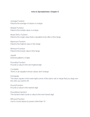 Intro to Spreadsheets Chapter 3 Con - Comparison Operator An operator expressing the ...