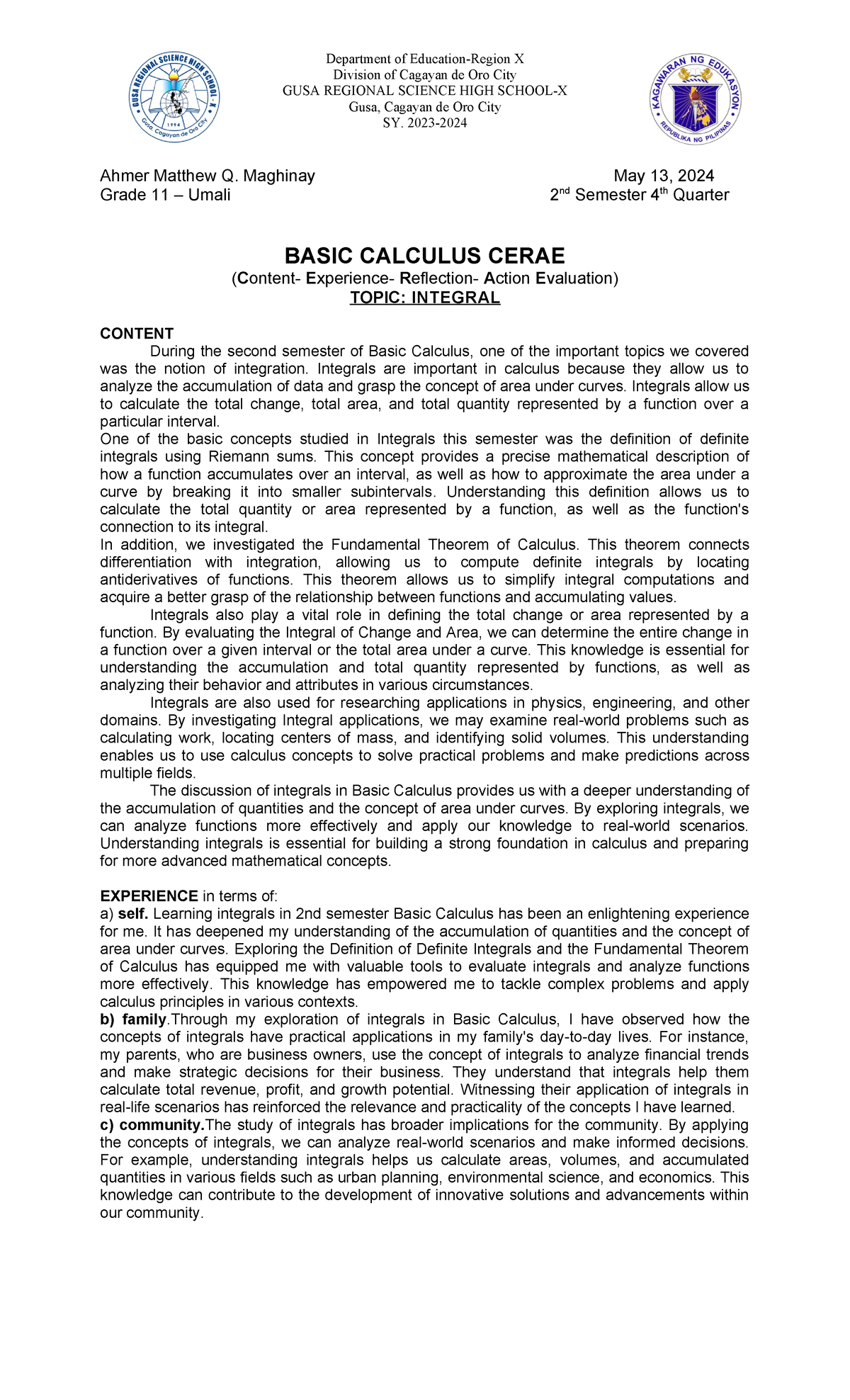 Bascal- Integral- Cerae - Department of Education-Region X Division of ...