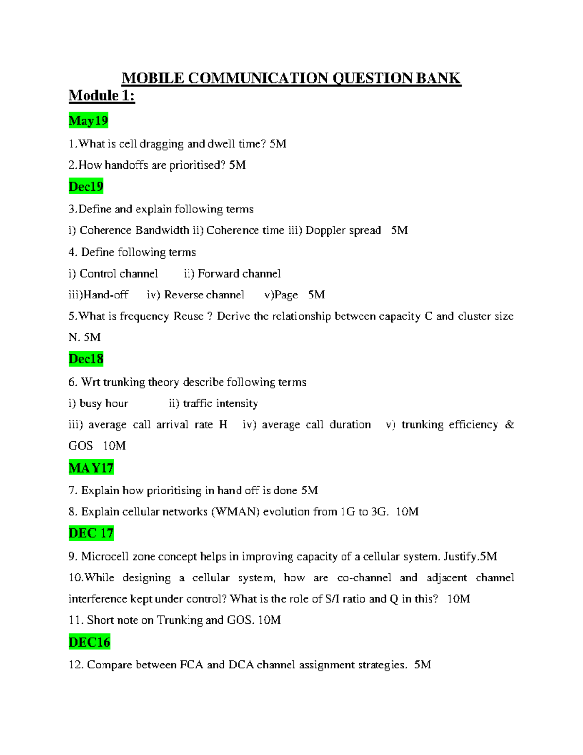 MCS QB - electronic and telecommunications - MOBILE COMMUNICATION ...