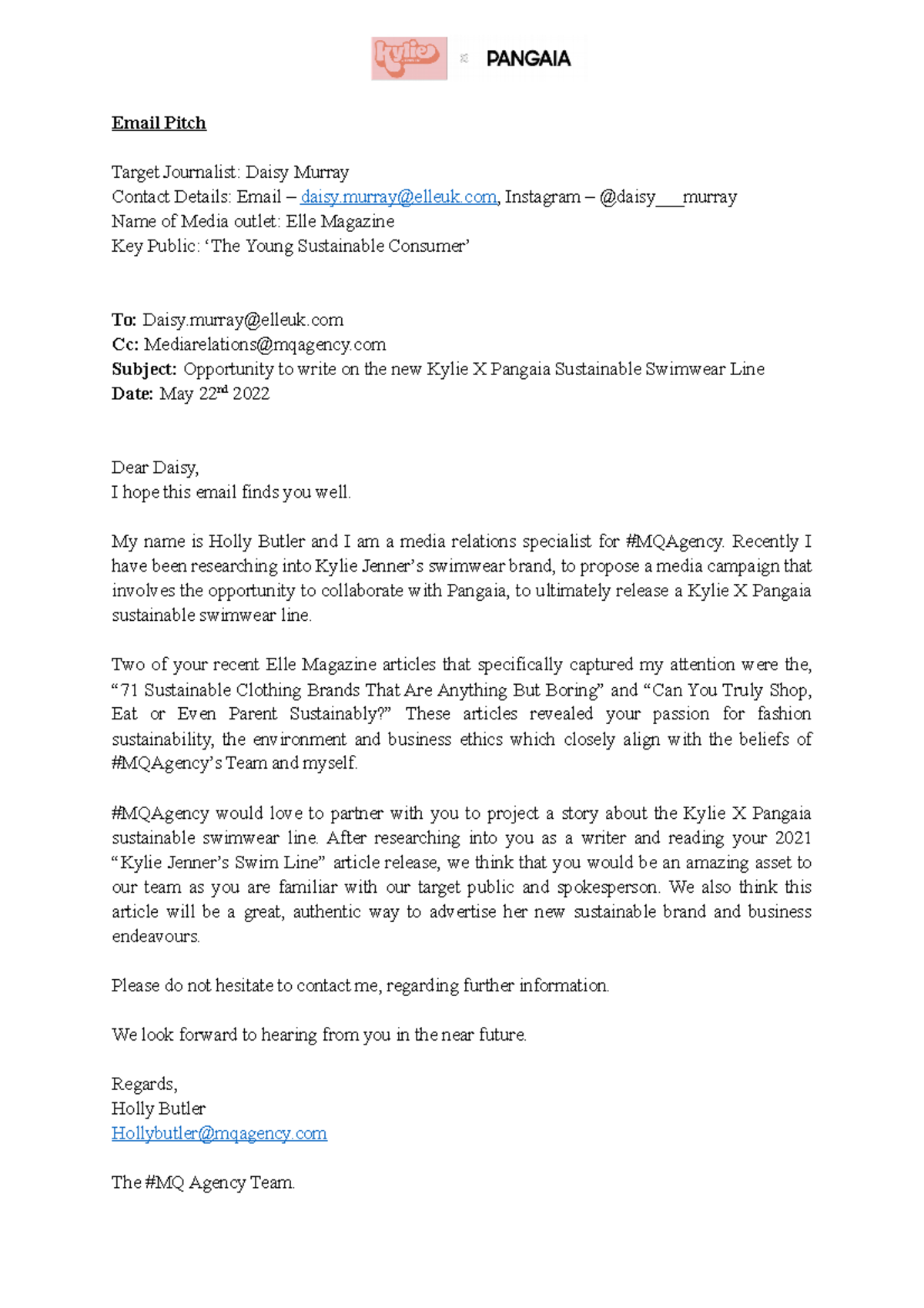 MMCC2100 Written Campaign - Email Pitch Target Journalist: Daisy Murray ...