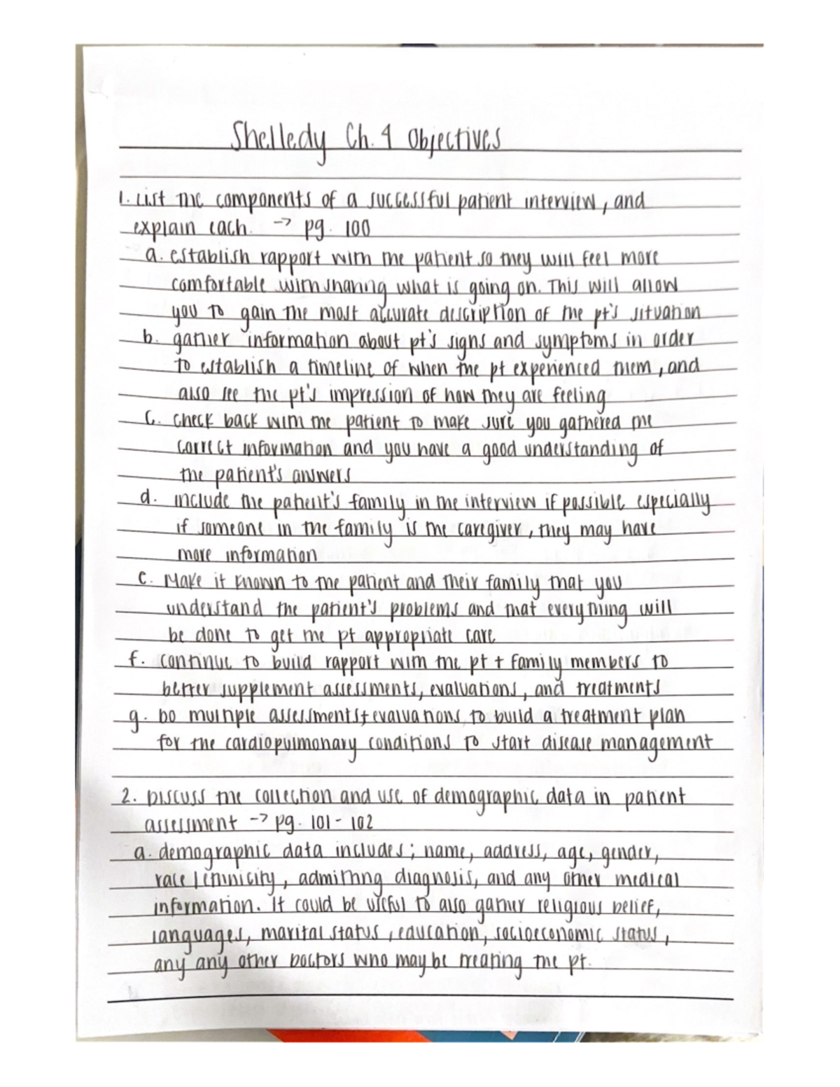 Shelledy ch. 4 objectives kailey ward - RESP 3111 - Studocu