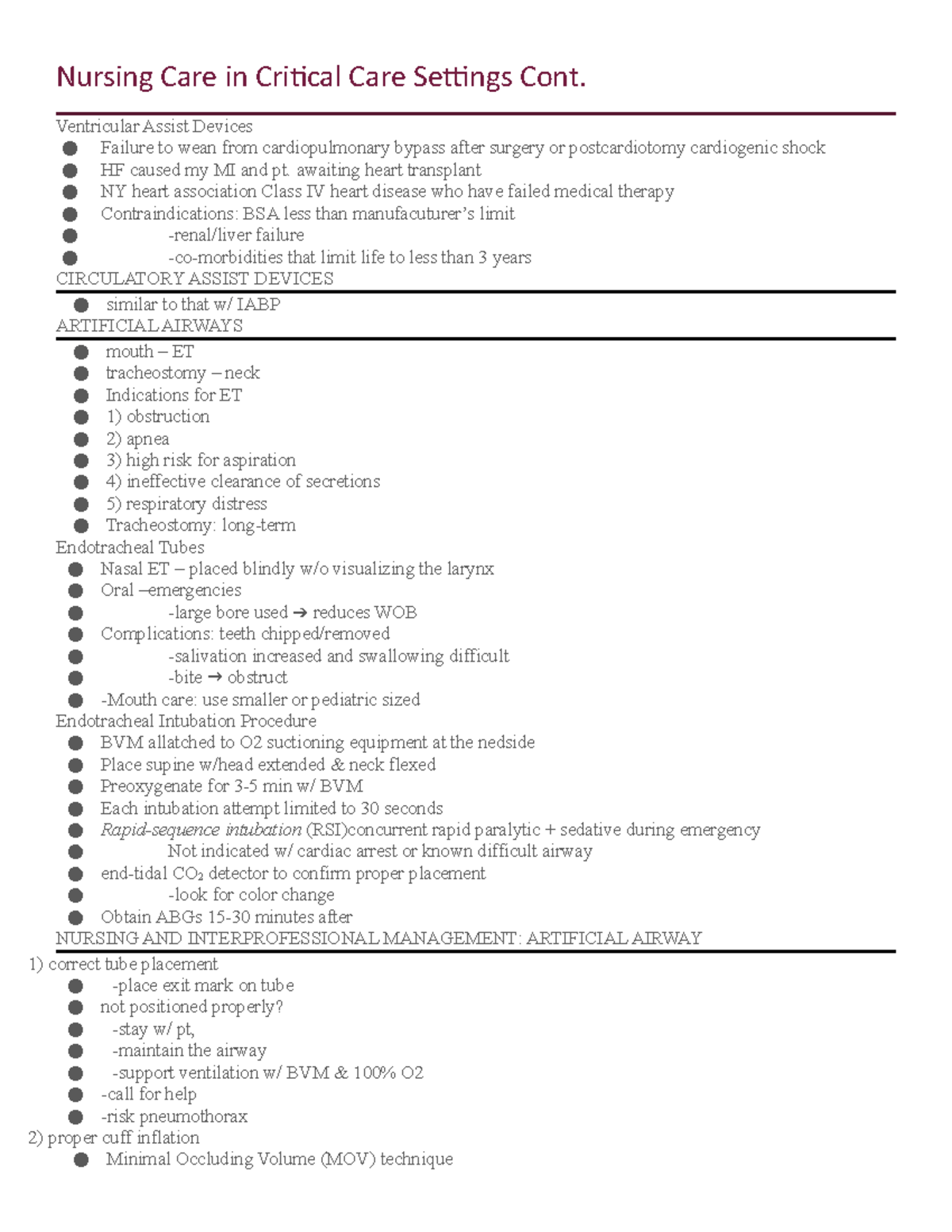 Nursing Care in Critical Care Settings - Ventricular Assist Devices ...